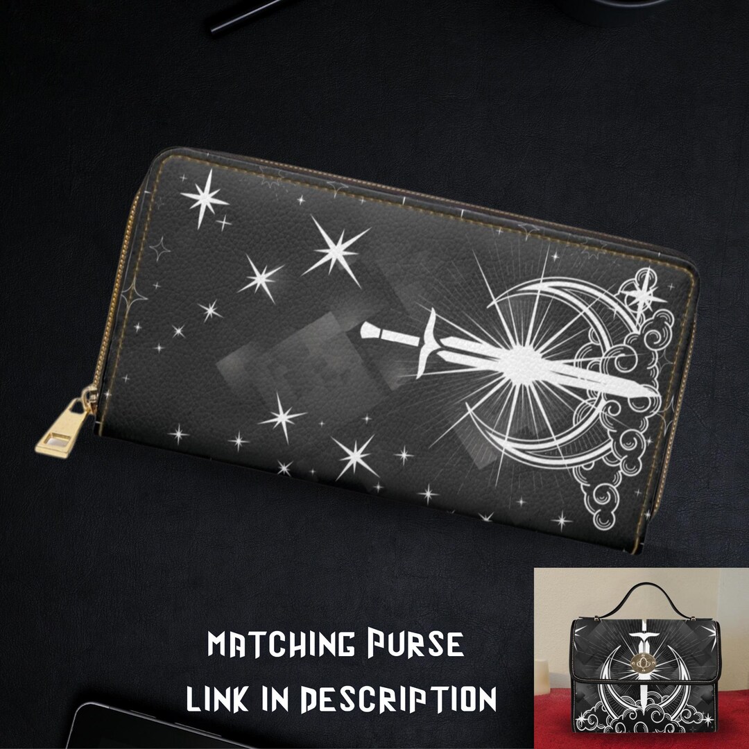Goth Wallet - Celestial Sword Wallet - Moon Phases Wallet - Sword Moon ...