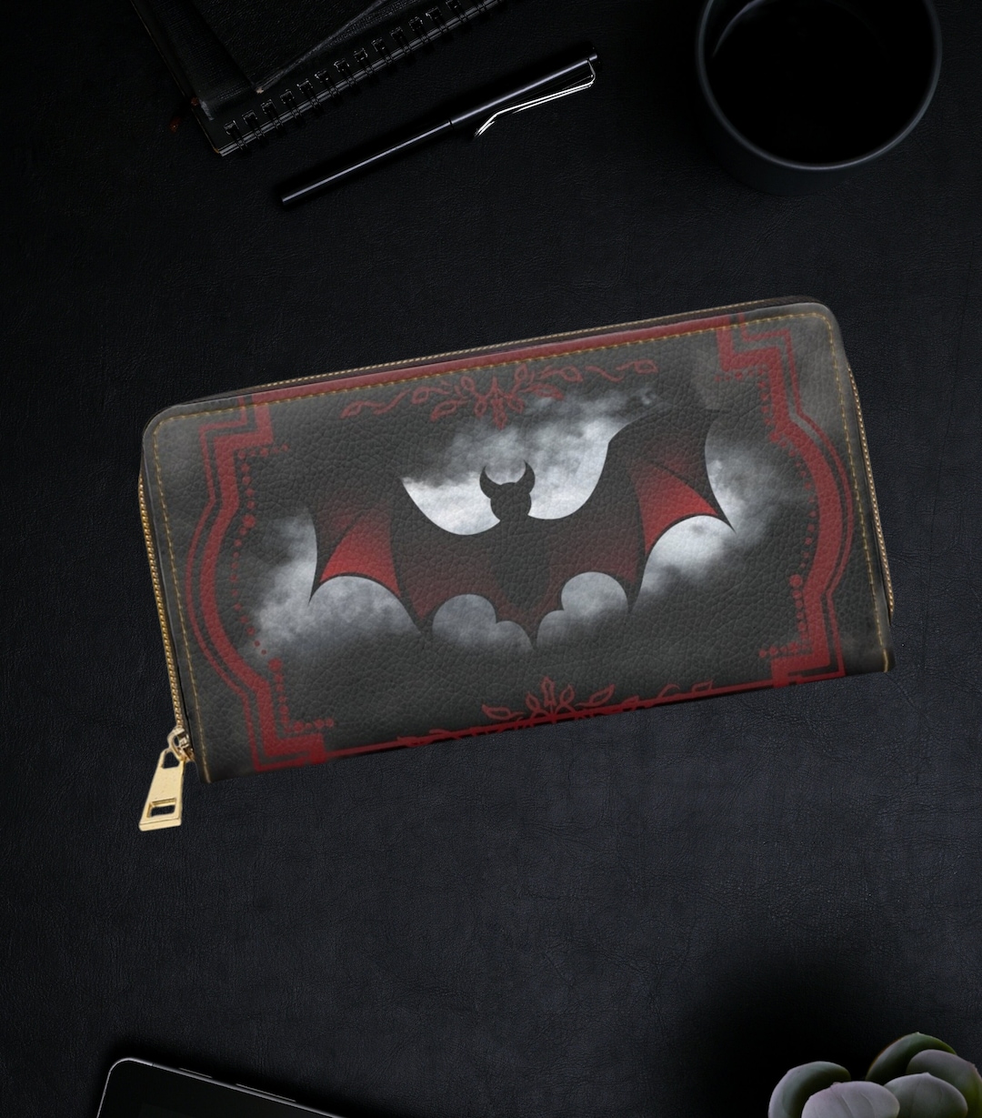 Goth Wallet - Cute Wallet - Goth Bat Wallet - Zippered Gothic Wallet ...
