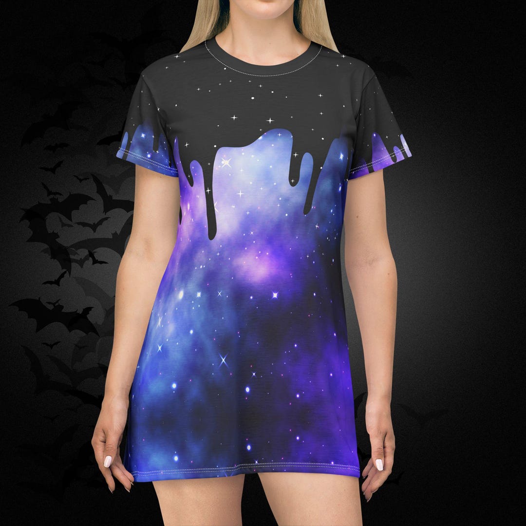 Galactic Drip Pastel Goth Dress - Space-themed Summer Dress - Pastel ...
