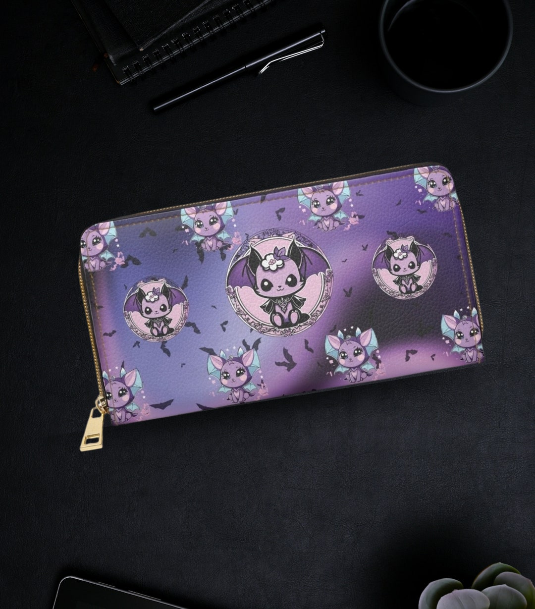 Goth Wallet - Pastel Goth Wallet - Bat Zipper Wallet - Witch Wallet ...