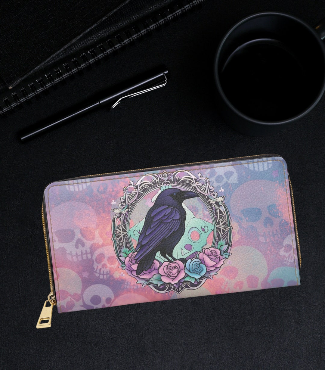 Pastel Goth Dark Spooky Wallet, Goth Wallet, Witch Wallet, Zippered ...