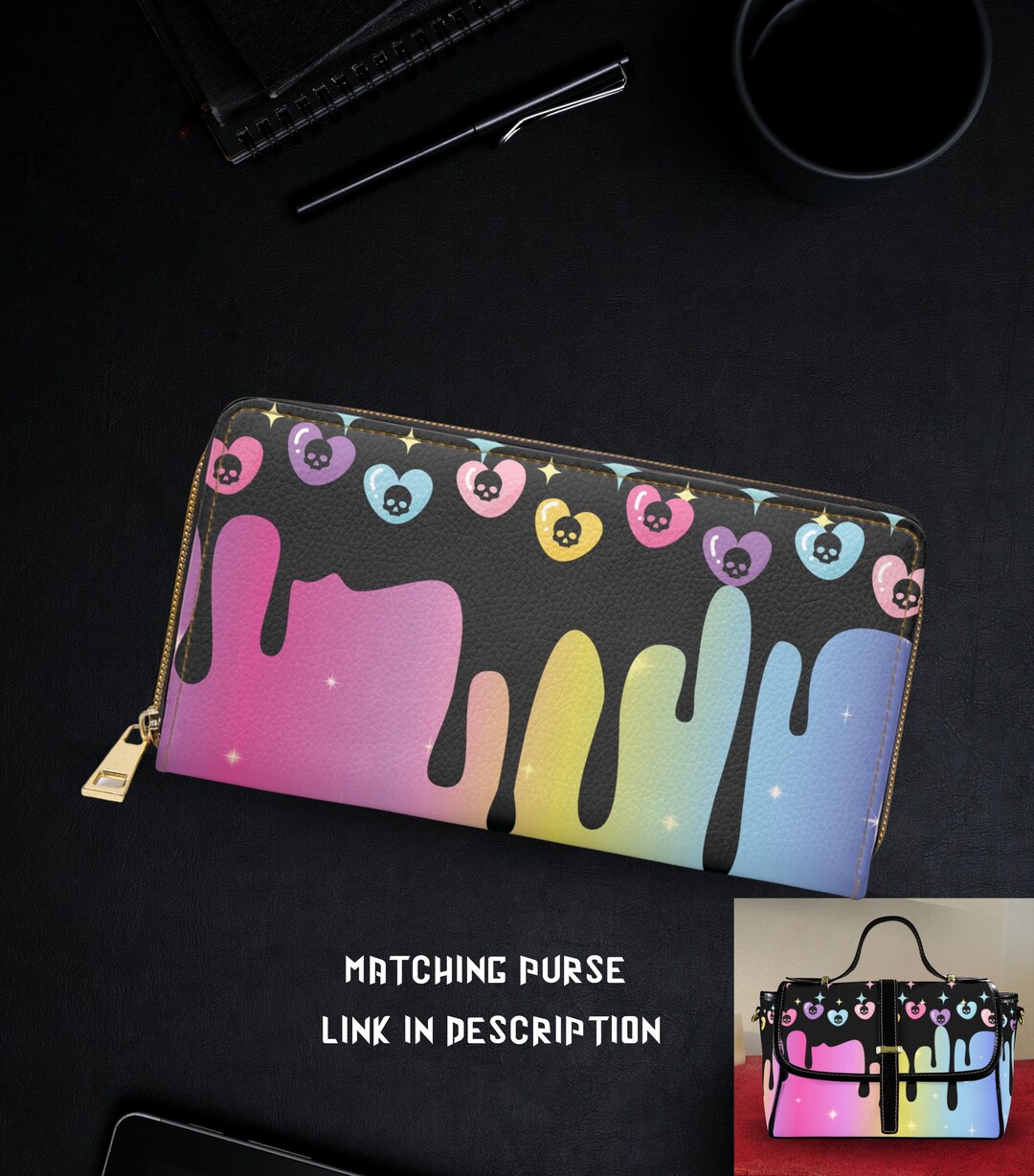 Pastel Goth Rainbow Wallet - Rainbow Drip Pastel Goth Wallet - Heart ...