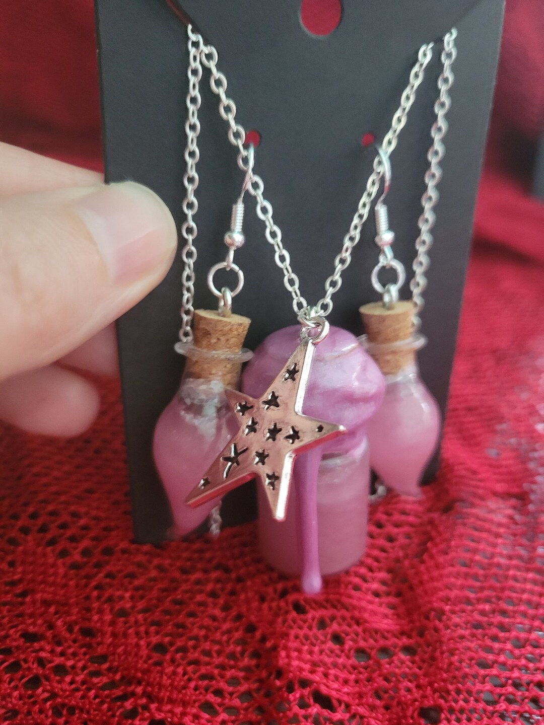 Handmade Shimmer Potion Bottle Jewelry Set: Sterling Silver Earrings - Etsy