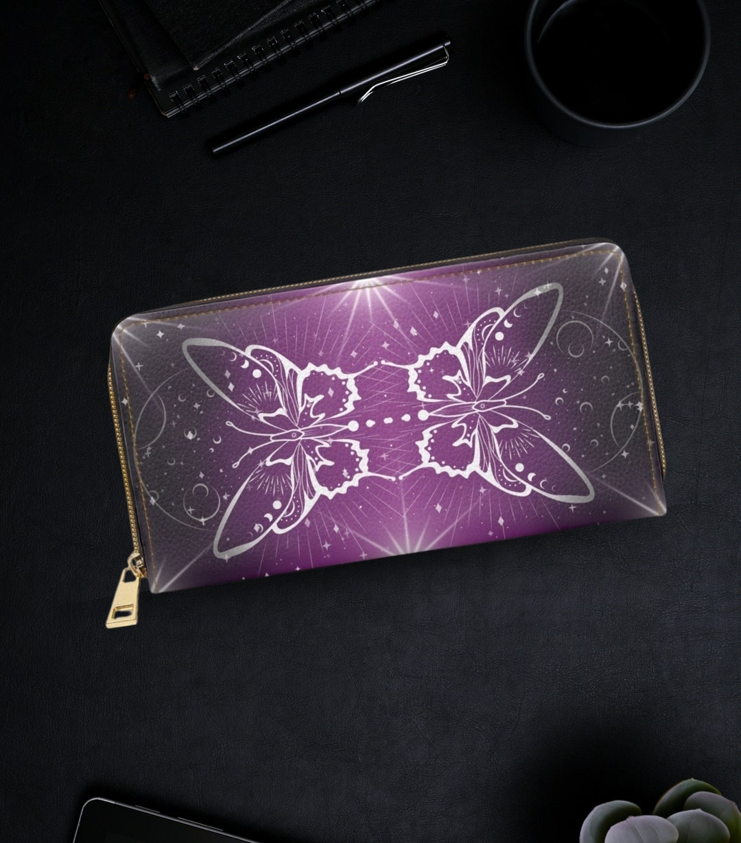 Goth Wallet Luna Moth Wallet Celestial Moth Wallet Cute Zipper Wallet ...