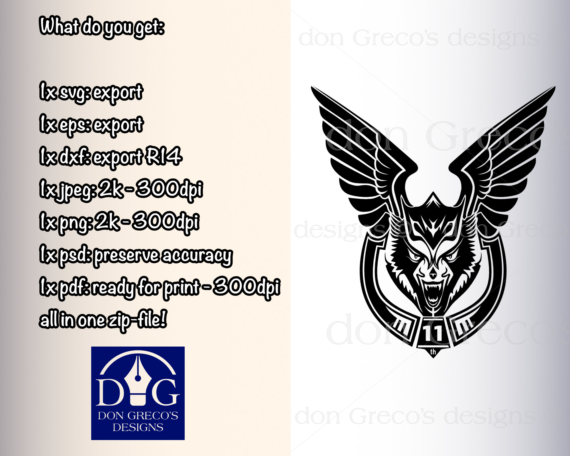 Emblem Clipart of Winged Wolf Face. SVG for Various Uses: Stickers, 3D ...