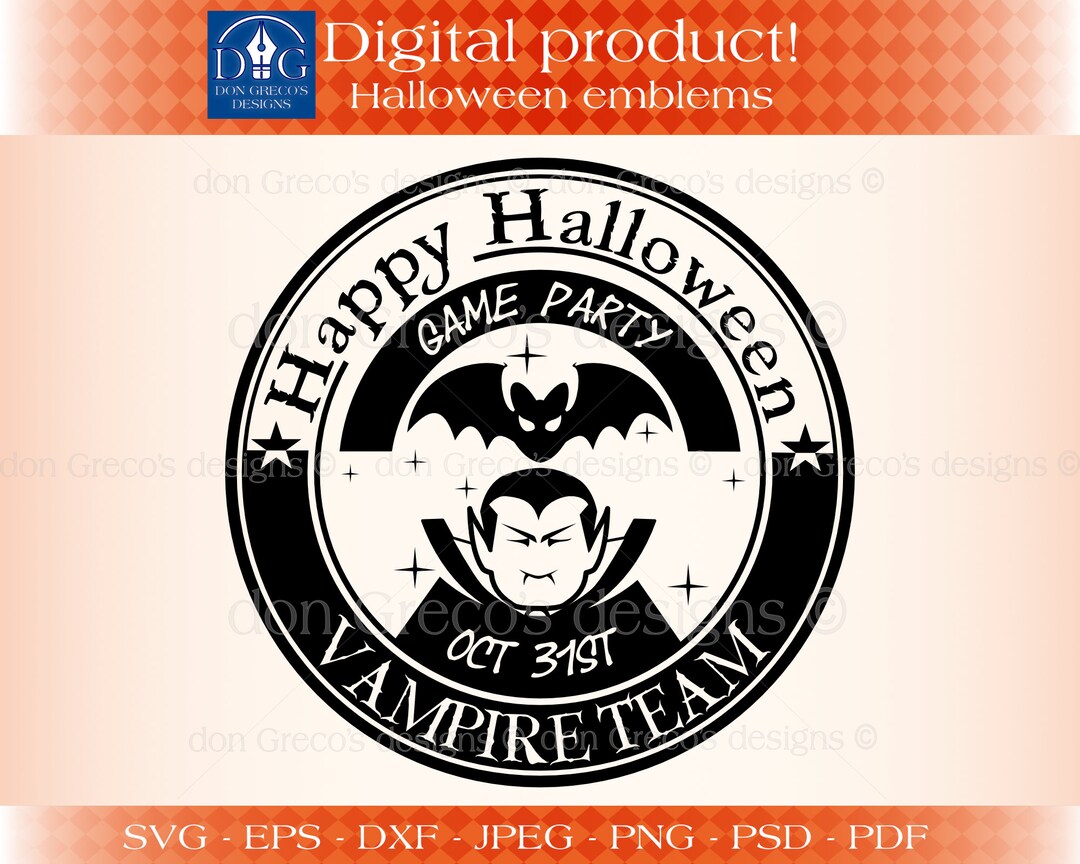 Happy Halloween Vampire Team, SVG Clipart Design For: Stickers, CNC ...