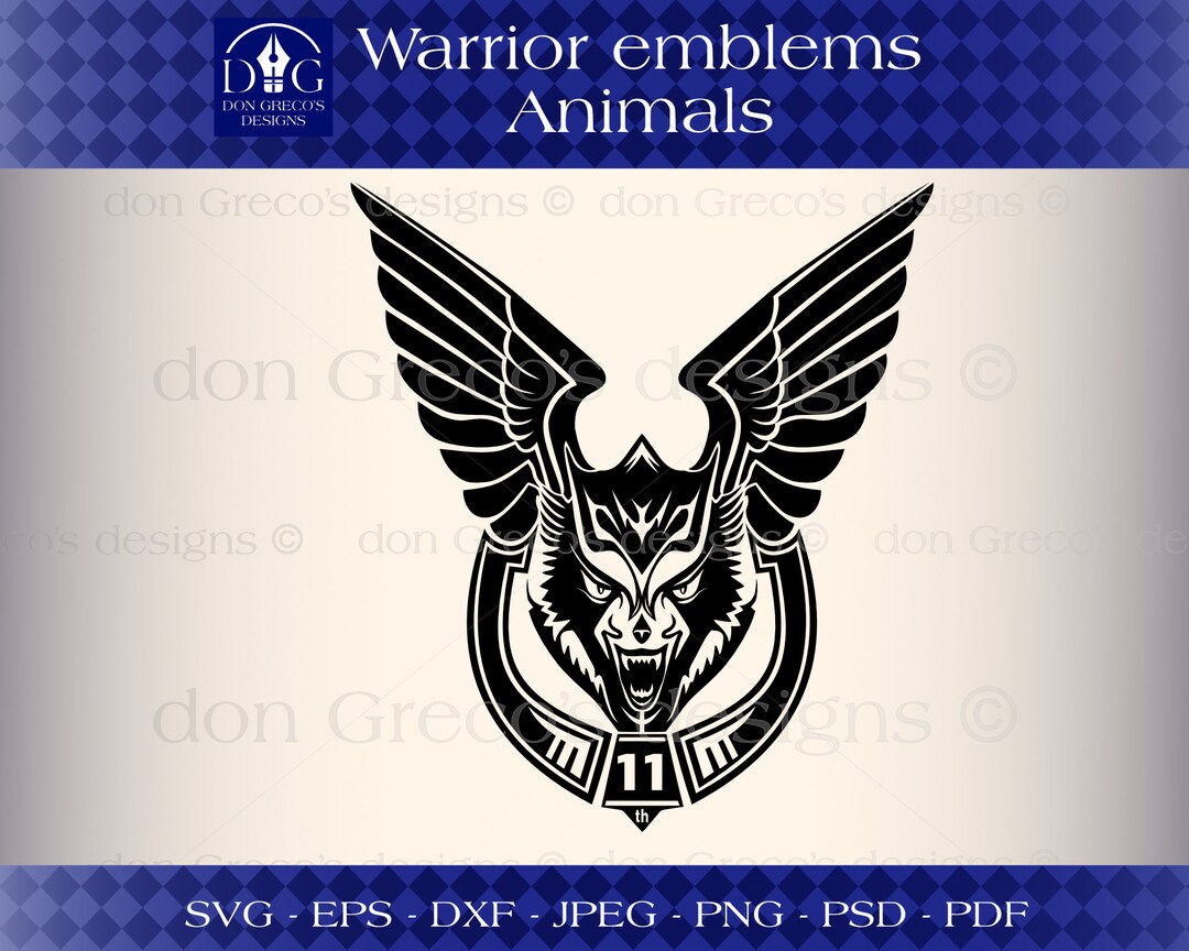 Emblem Clipart of Winged Wolf Face. SVG for Various Uses: Stickers, 3D ...