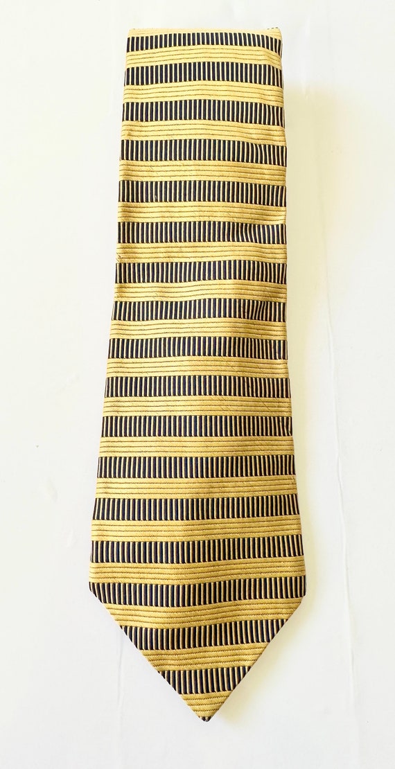 Silk Duchamp Mens Tie, Vintage as new in gold and nav… - Gem