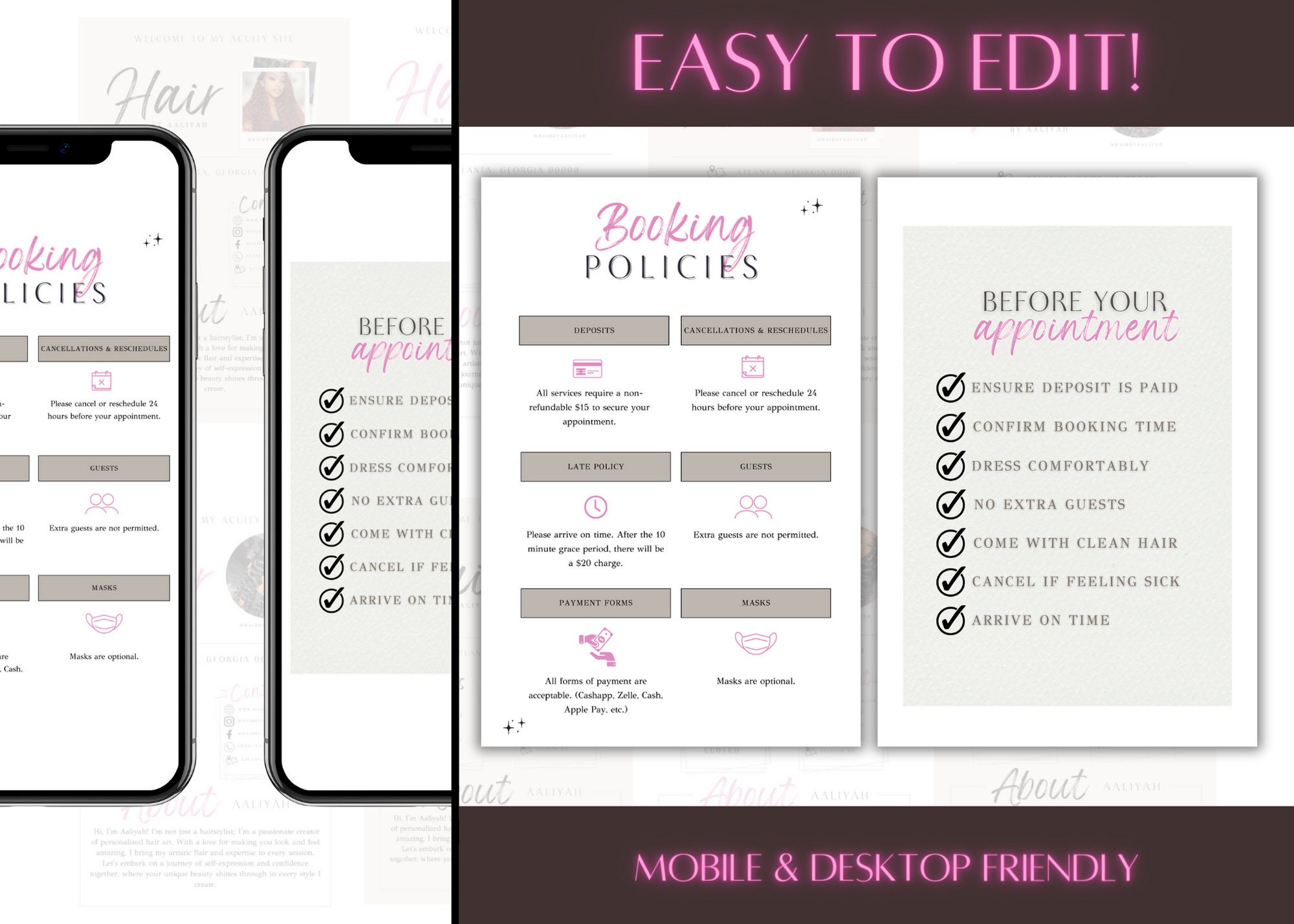 Pink & White Acuity Scheduling Template | Modern and Chic | Canva ...