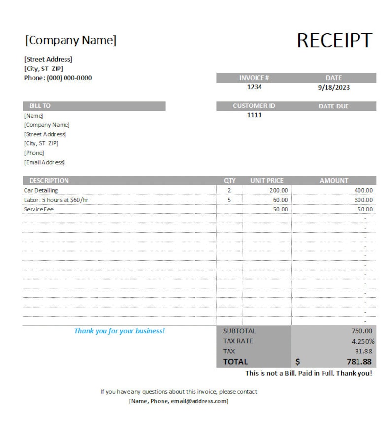 Simple Invoice-receipt-quote Form - Etsy