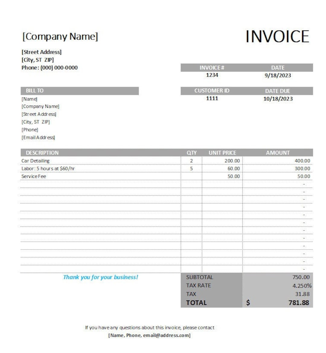 Simple Invoice-receipt-quote Form - Etsy