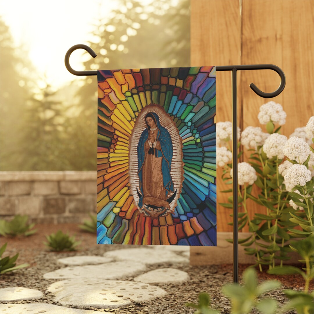 Our Lady of Guadalupe Yard Flag, Virgen De Guadalupe, Nuestra Señora De Guadalupe, Catholic ...