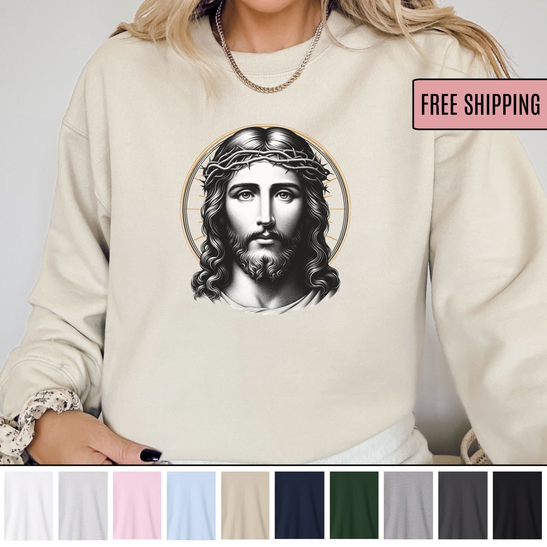 Face of Jesus Sweatshirt, Jesus Sweatshirt, Holy Face of Jesus, Jesus ...