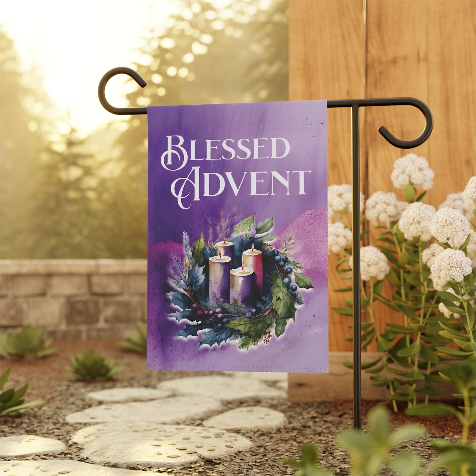 Advent Garden Flag, Advent Wreath, Catholic Advent Flag, Catholic ...
