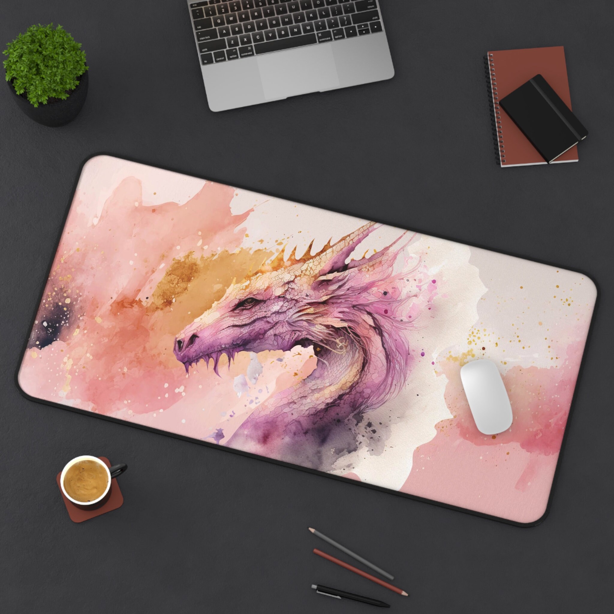 Pink Dragon Desk Mat, Pink Dragon Mouse Pad, Large Desk Mat, Gaming ...