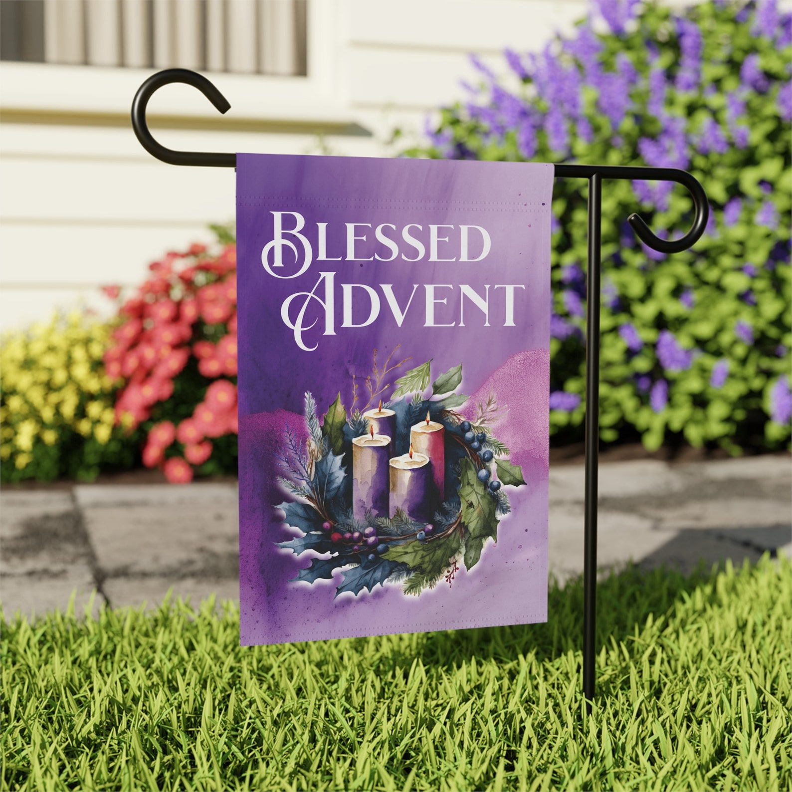 Advent Garden Flag, Advent Wreath, Catholic Advent Flag, Catholic ...