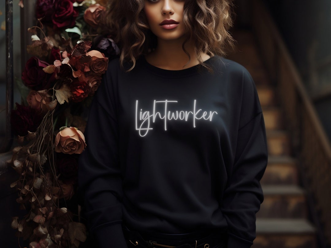 Lightworker Warm and Cozy Oversized Crewneck Sweatshirt, Gift for Spirtual Lightworkers and ...