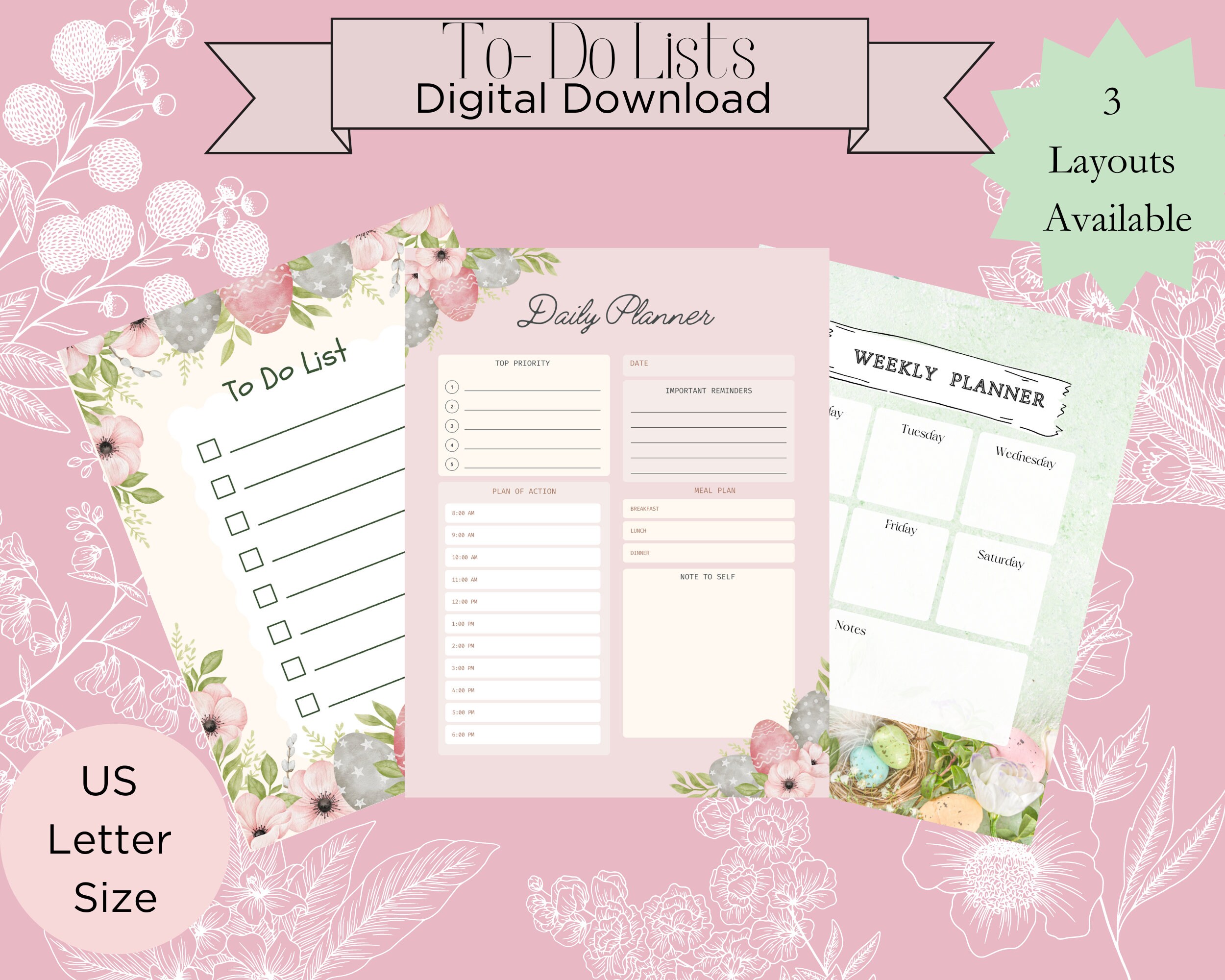 Printable to Do Lists, Easter to Do Lists, Weekly Planner, Weekly ...