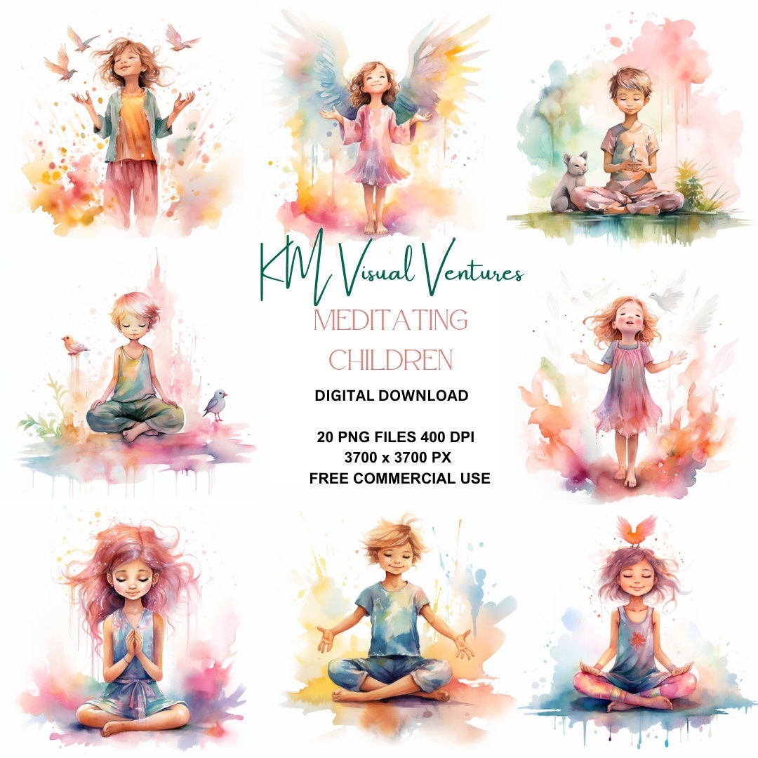 Watercolor Meditating Children PNG Clipart Spiritual Png - Etsy