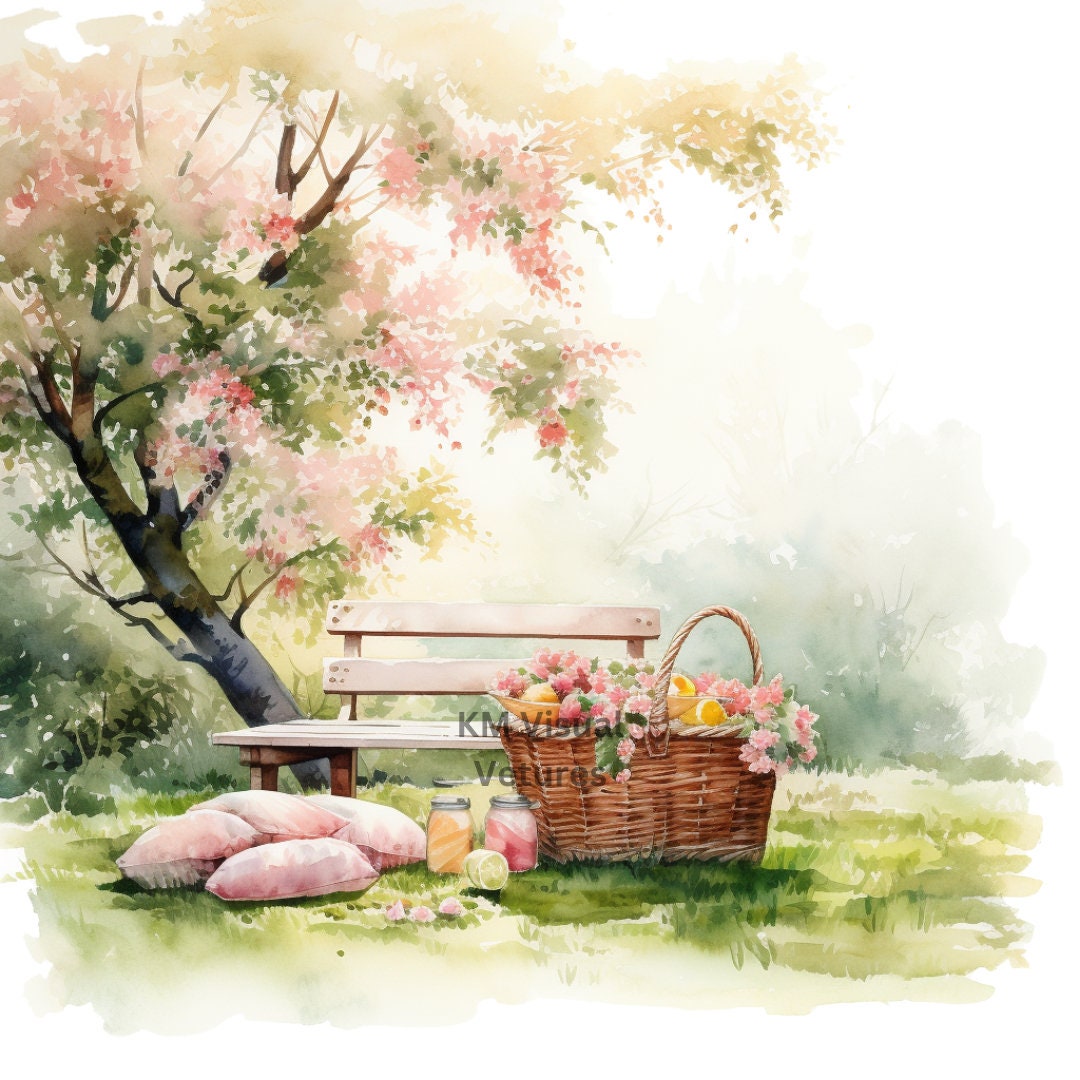 Watercolor Picnic Clipart PNG, Tea Time Png. Spring, Summer Picnic ...