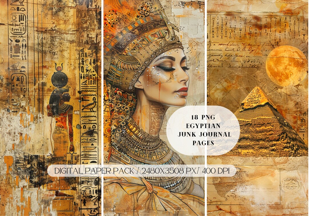 Ancient Egypt Junk Journal Pages PNG, Cleopatra, Pharaon, Pyramid ...