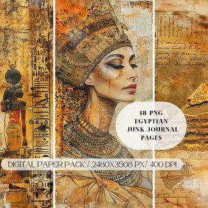 Ancient Egypt Junk Journal Pages PNG, Cleopatra, Pharaon, Pyramid ...