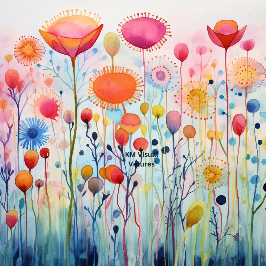 Watercolor Flowers Digital Paper Digital Paper PNG, Flower Backgrounds ...