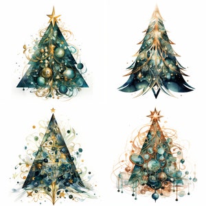 Watercolor Christmas Trees Clipart Transparent Background Stylist ...