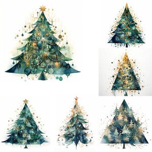 Watercolor Christmas Trees Clipart Transparent Background Stylist ...