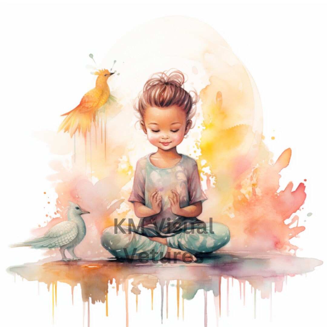 Watercolor Meditating Children PNG Clipart Spiritual Png - Etsy