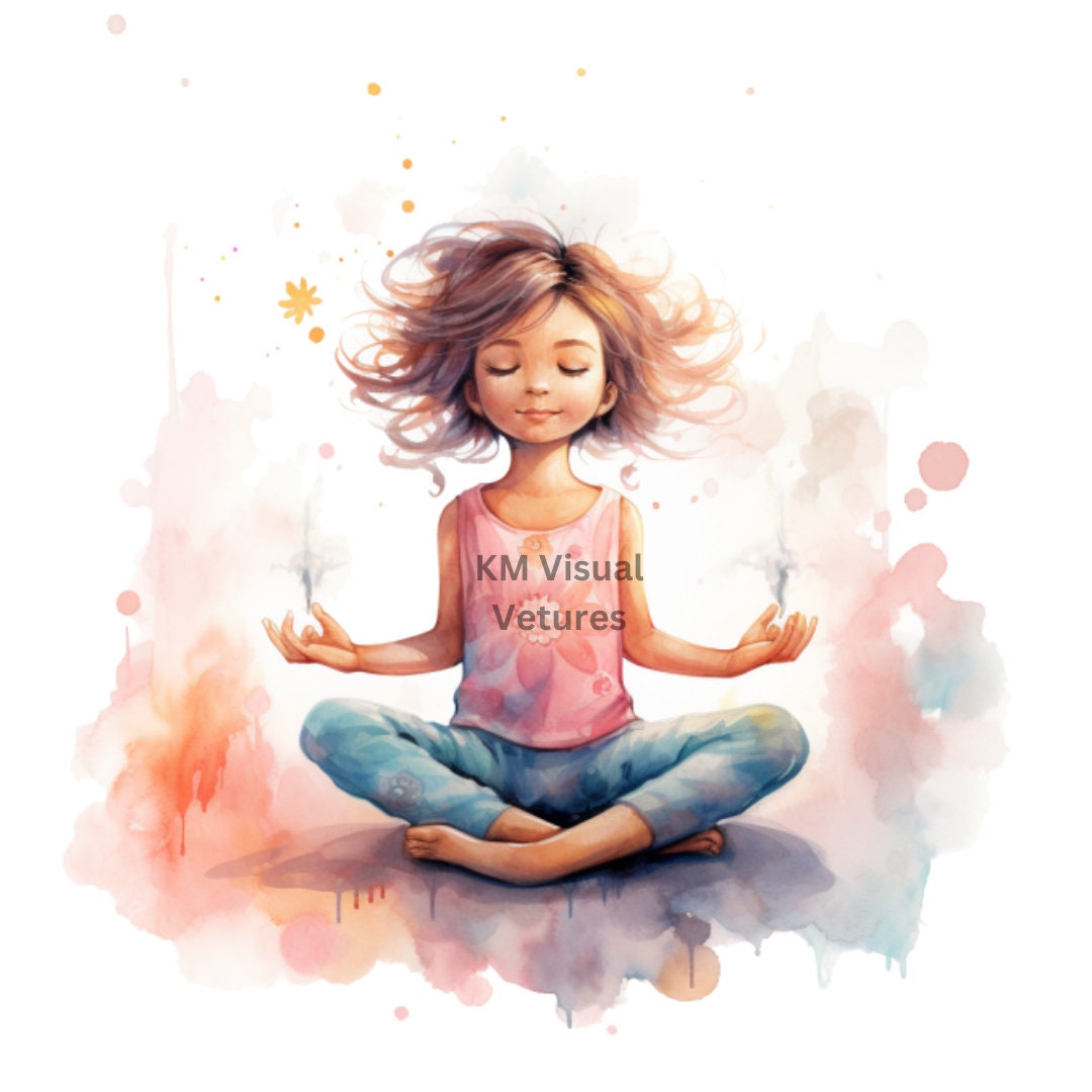 Watercolor Meditating Children PNG Clipart, Spiritual Png Bundle ...