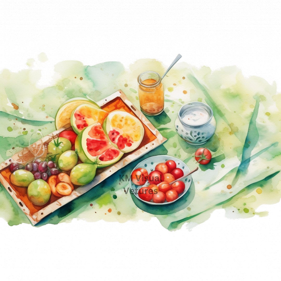 Watercolor Picnic Clipart PNG, Tea Time Png. Spring, Summer Picnic ...