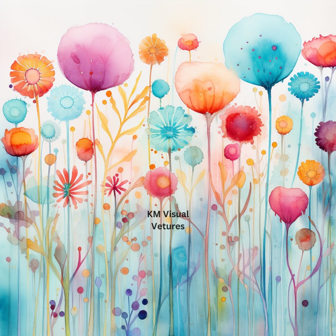 Watercolor Flowers Digital Paper Digital Paper PNG, Flower Backgrounds ...