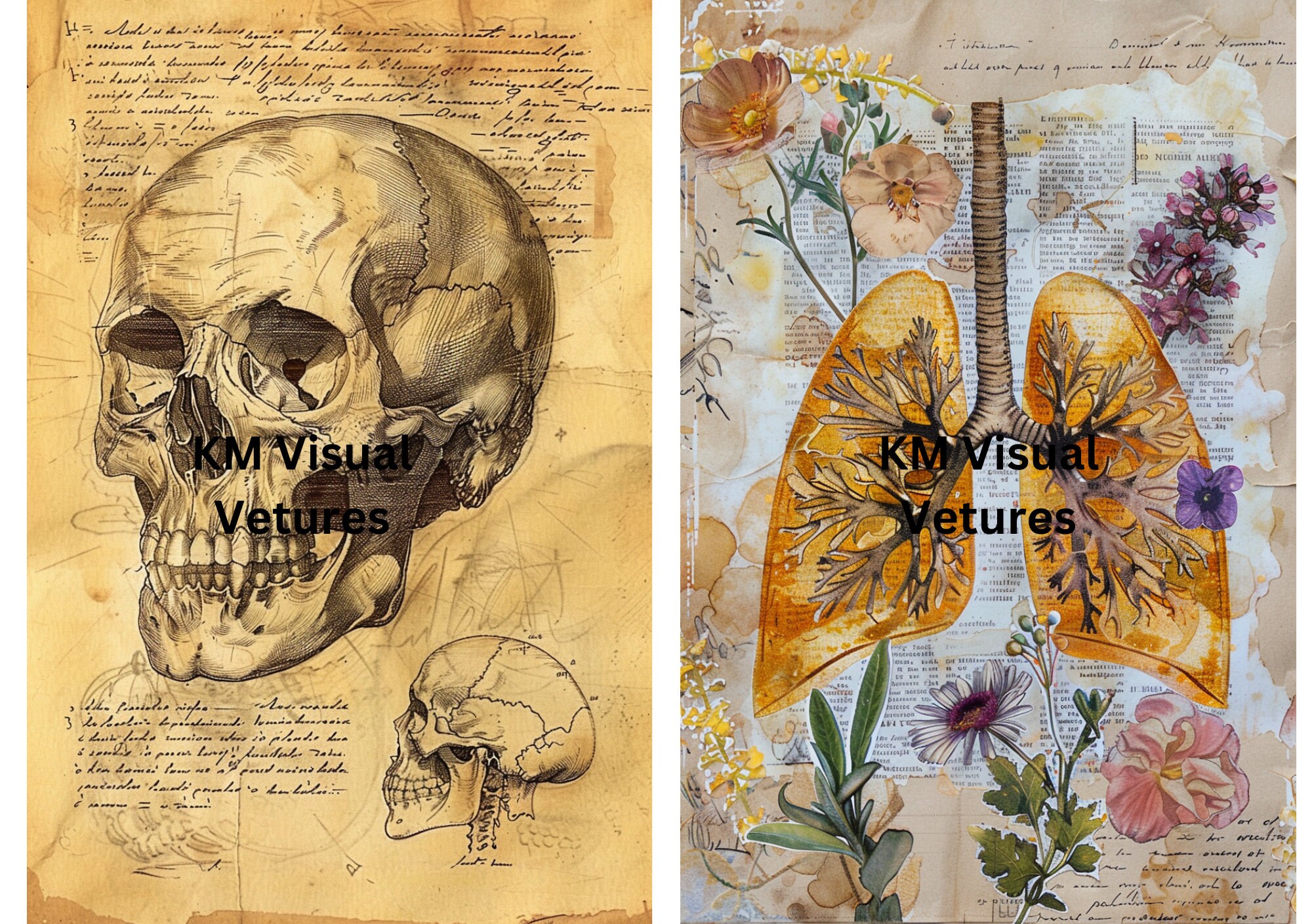 Antique Anatomy Junk Journal PNG, Vintage Skeleton and Anatomical ...