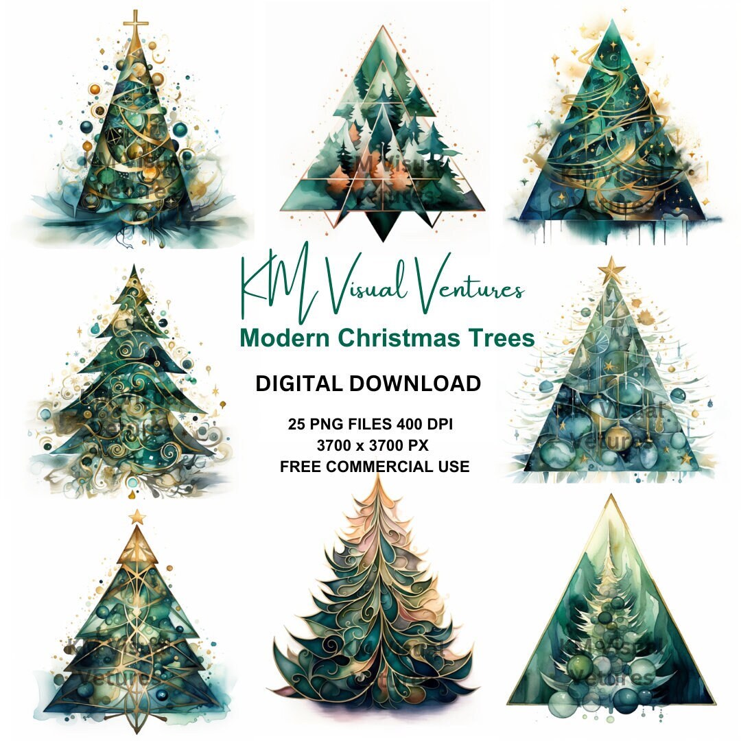 Watercolor Christmas Trees Clipart Transparent Background Stylist ...