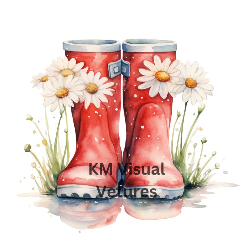 Watercolor Boots Spring Rain Floral Clipart PNG, Spring Clipart,garden ...
