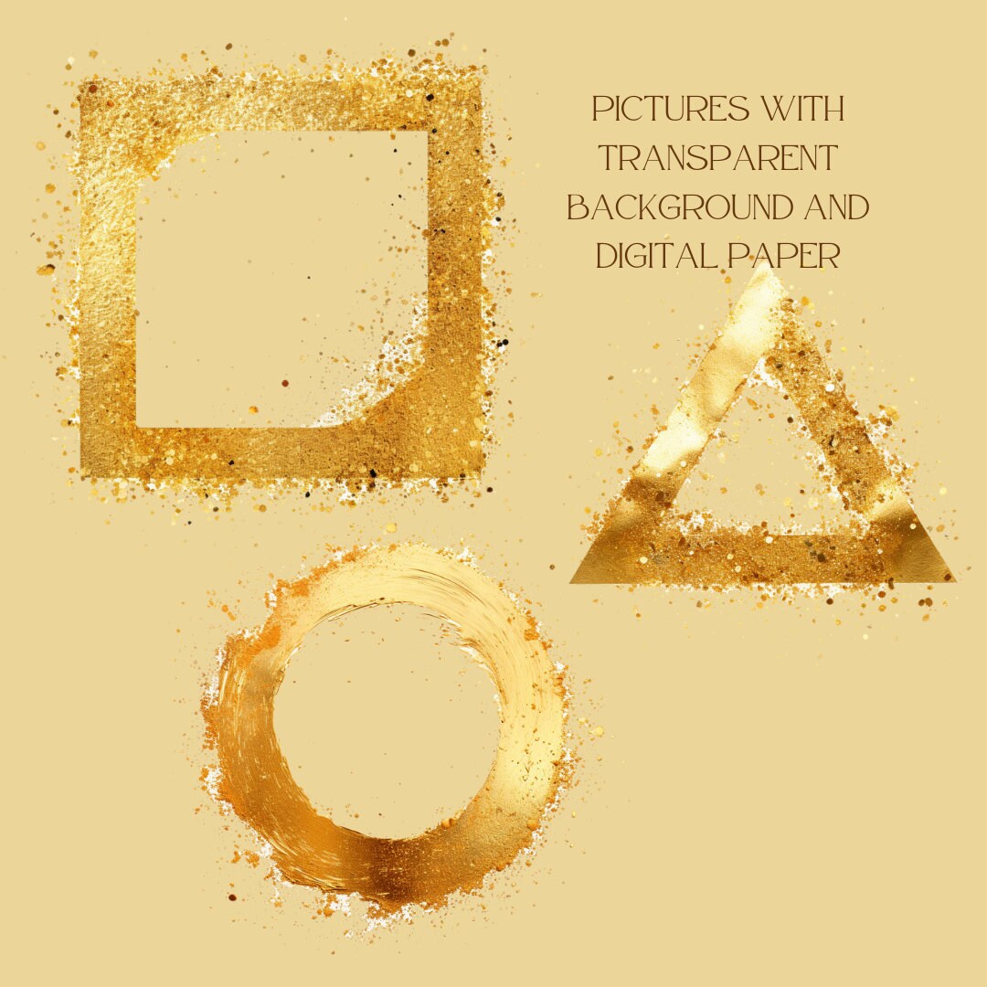 Gold Confetti Clipart PNG Glitter Border PNG Glitter Overlay Gold ...