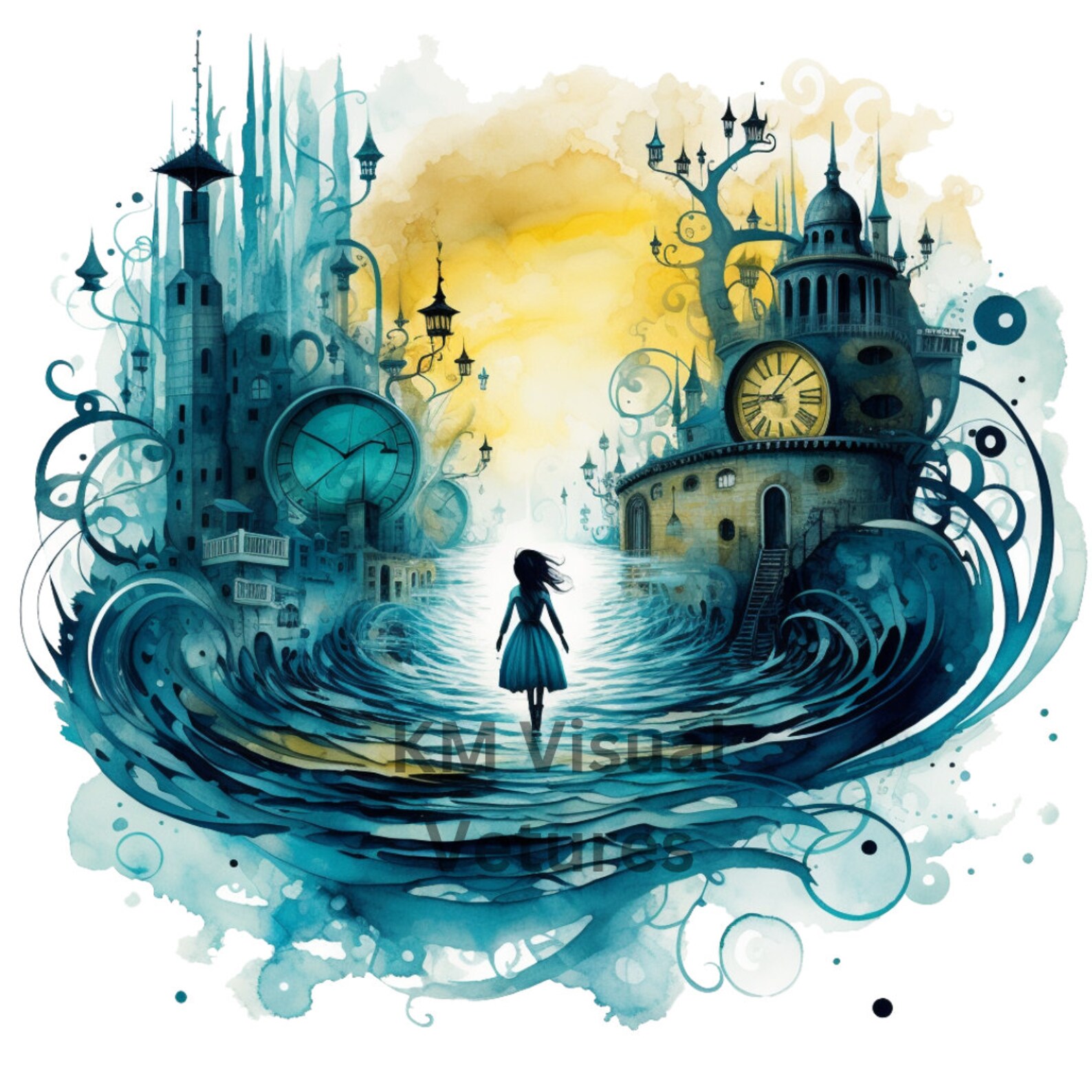 Alice in Wonderland Watercolor Clipart 40 PNG Bundle, Fairytale Clipart ...