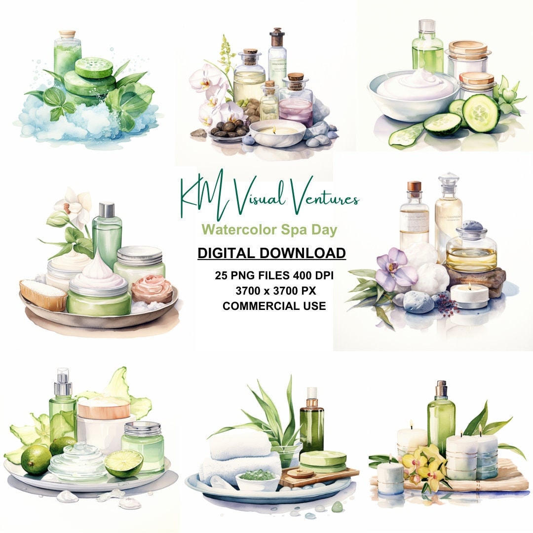 Watercolor Spa Day Clipart PNG. Relaxation Day, Vacation Clipart ...