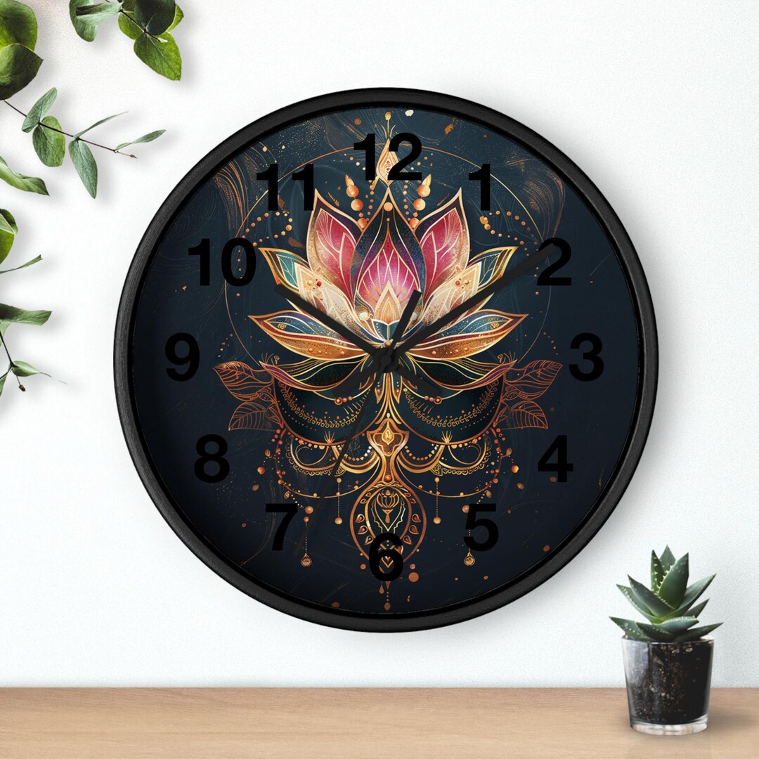 Lotus Mandala Wall Clock, Boho Decor, Mindfulness Gift, Home Office ...