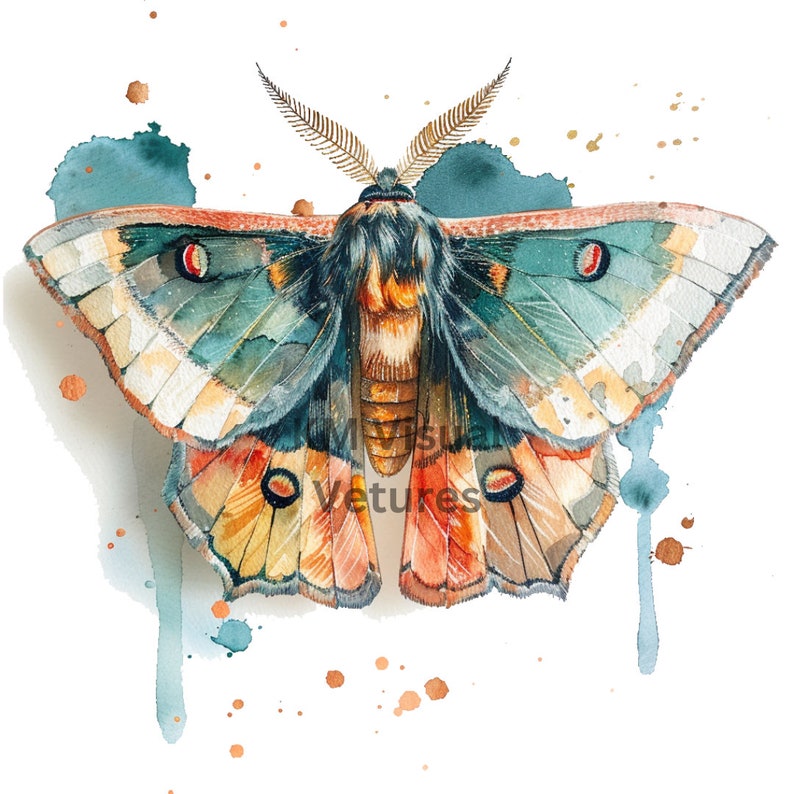 Watercolour Mystical Moth Clipart Bundle, Wiccan Png, Moth Png ...