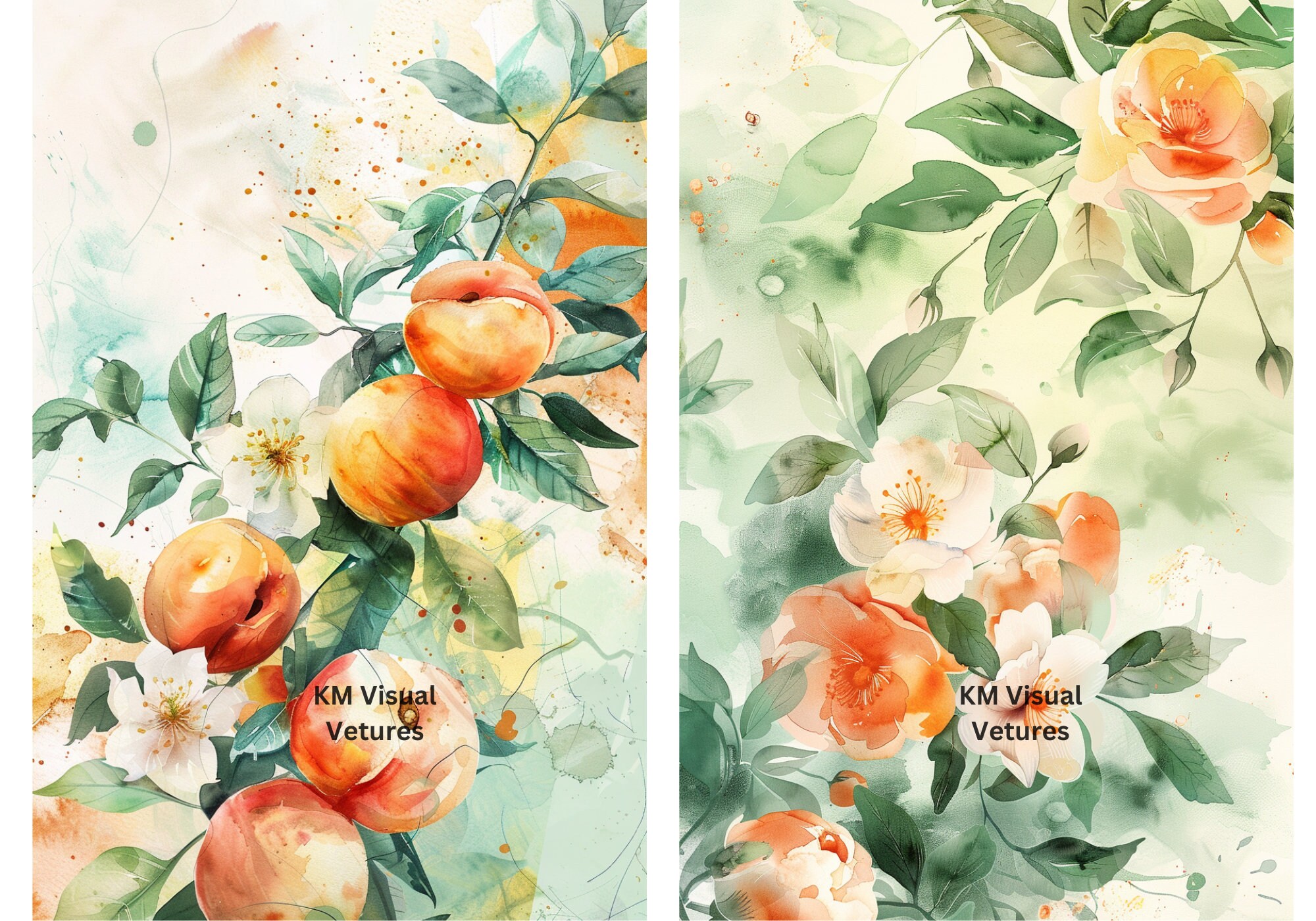 Watercolor Peach Junk Journal Pages PNG, Digital Scrapbook Paper Kit ...