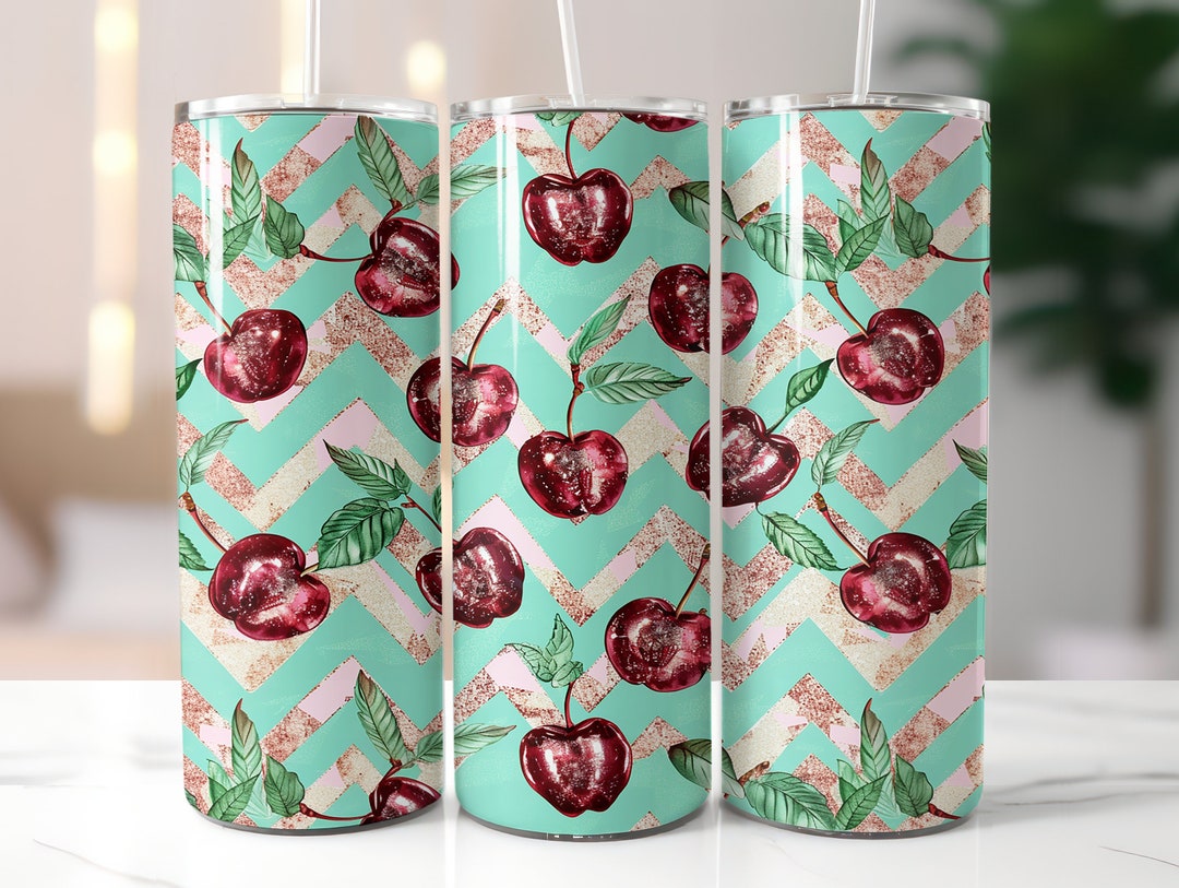 Cherries 20 Oz Tumbler Digital Wrap for Skinny Tumbler Sublimation ...
