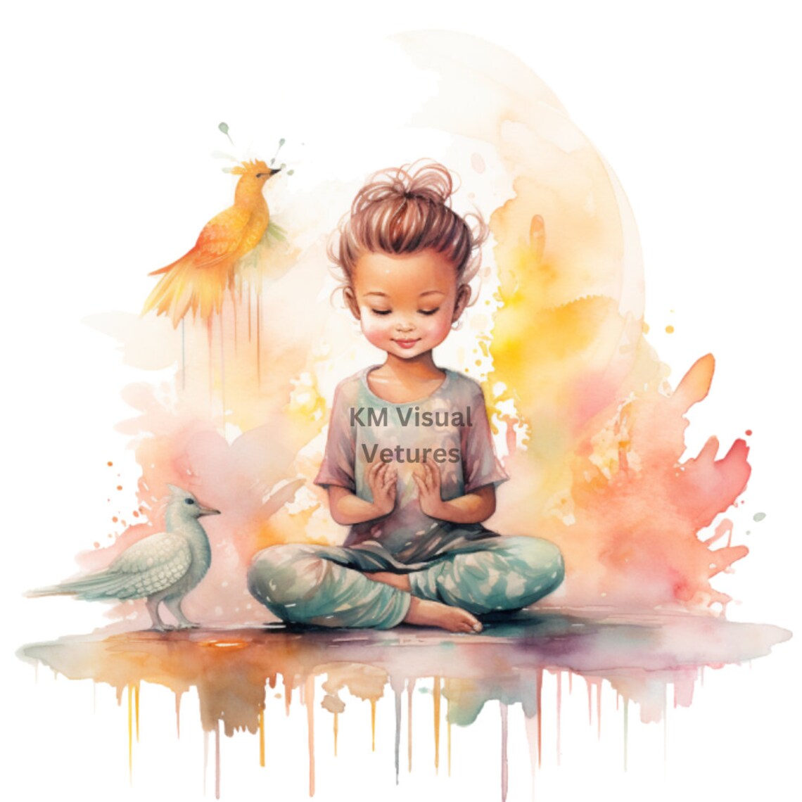 Watercolor Meditating Children PNG Clipart, Spiritual Png Bundle ...