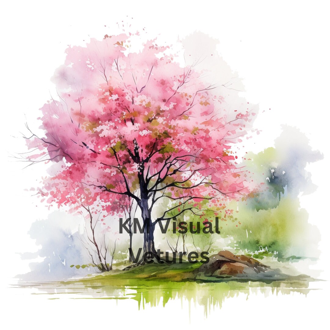 Watercolor Spring Tree Clipart Png,spring Scenery, Tree Landscape ...