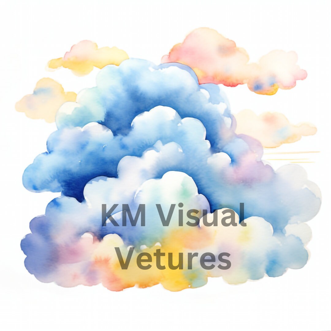Watercolor Clouds Clipart Sky Clipart PNG Transparent - Etsy