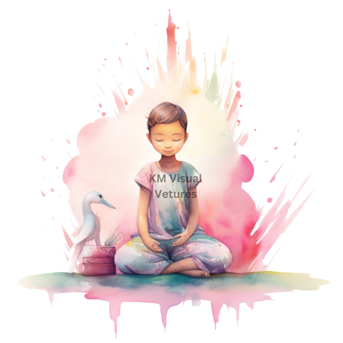 Watercolor Meditating Children PNG Clipart, Spiritual Png Bundle ...