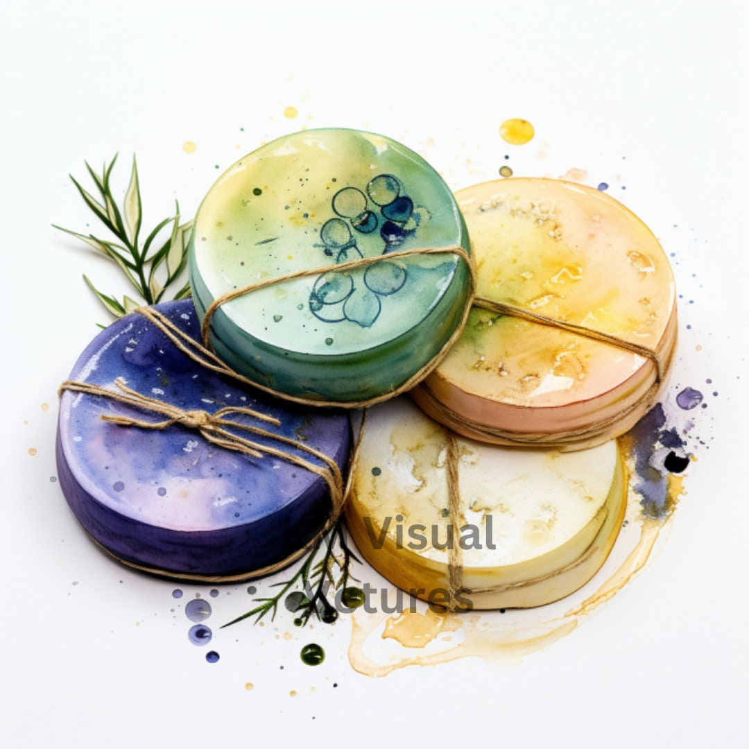Watercolor Handmade Natural Soaps Clipart Bundle, Soapmaking Business ...