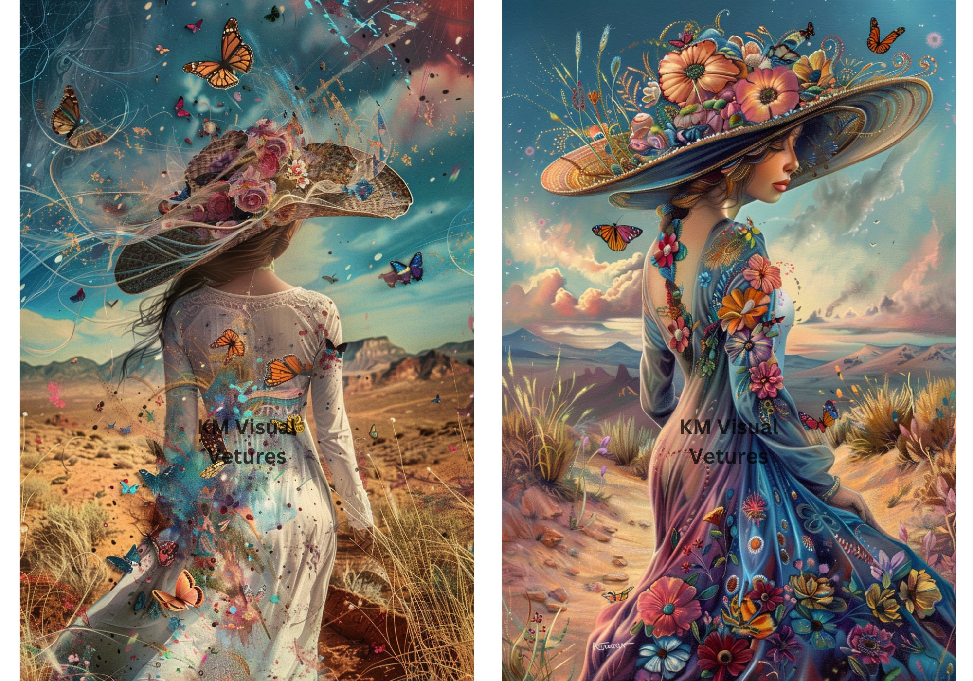 Vintage Boho Women Junk Journal Digital Paper, Spring Blossom Portraits ...