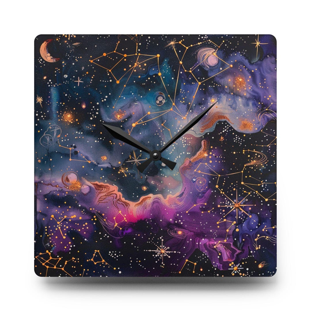 Celestial Acrylic Wall Clock Starry Sky Home Decor Gift for Astronomers ...